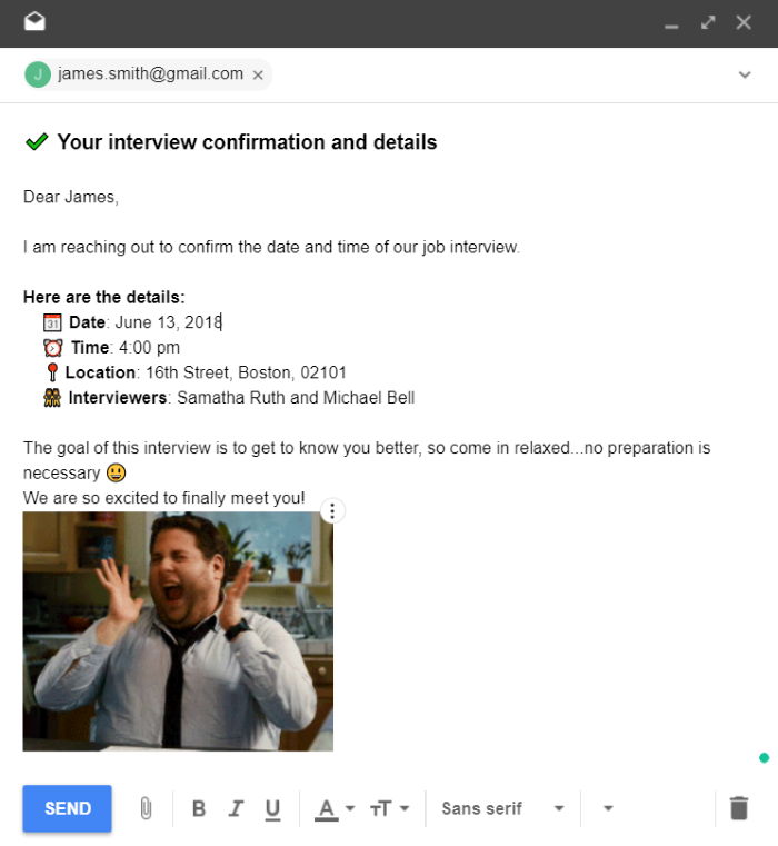 Confirm Interview Time Email The Cover Letter For Teacher